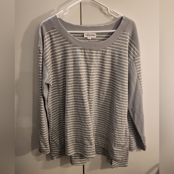 neon buddha | Tops | Neon Buddha Womans Xl Gray Striped Top | Poshmark